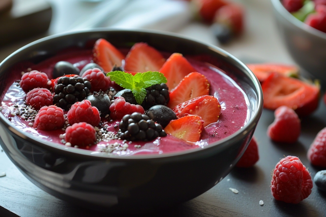 Smoothie Bowl aux fruits rouges (Boisson Healthy fraîche) - Healthy.fr