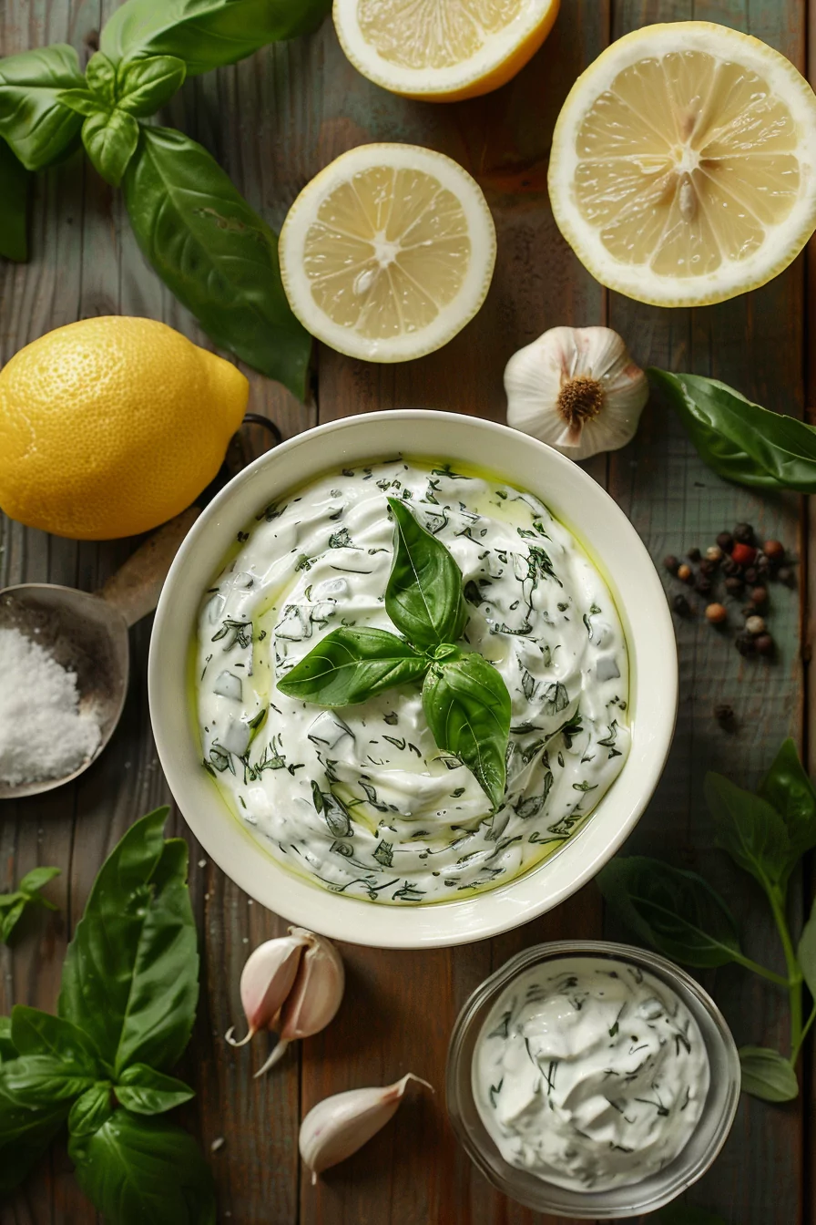 Recette Sauce au yaourt, ail et basilic (yaourt grec, basilic, citron, ail)